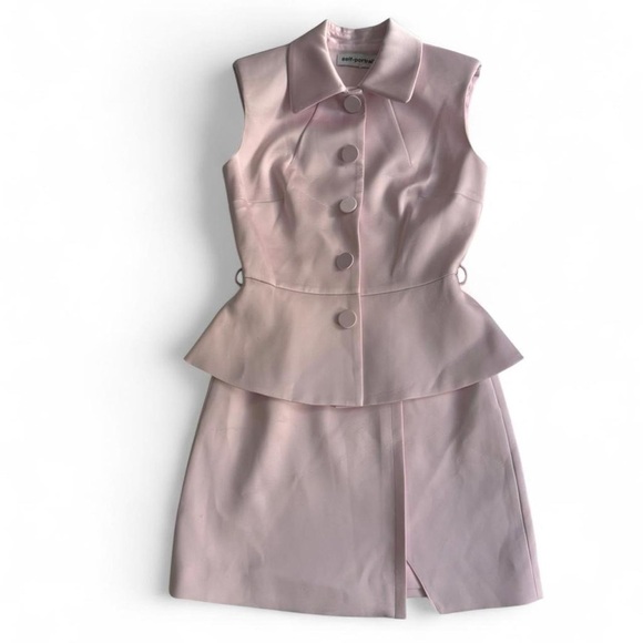 Self-Portrait | Dresses | Selfportrait Pink Satin Mini Dress With A ...